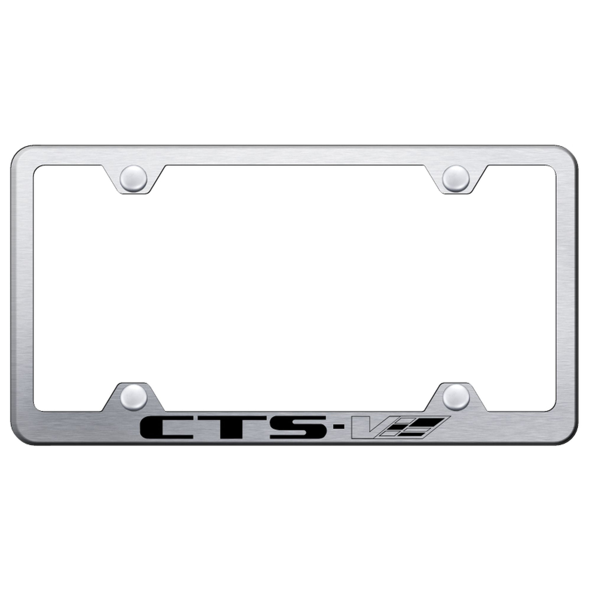 Cadilac CTS-V Laser Etched Logo Wide Body License Plate Frame (Brushed ...
