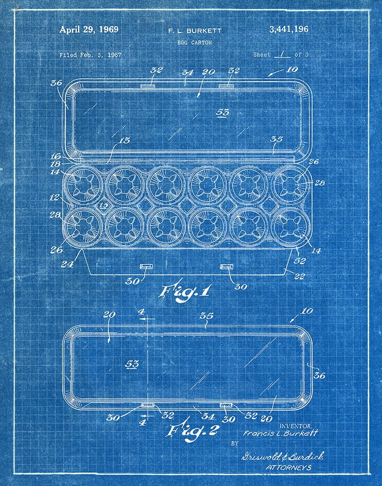 Original Egg Carton Artwork Submitted In 1969 - Kitchen - Patent Art ...