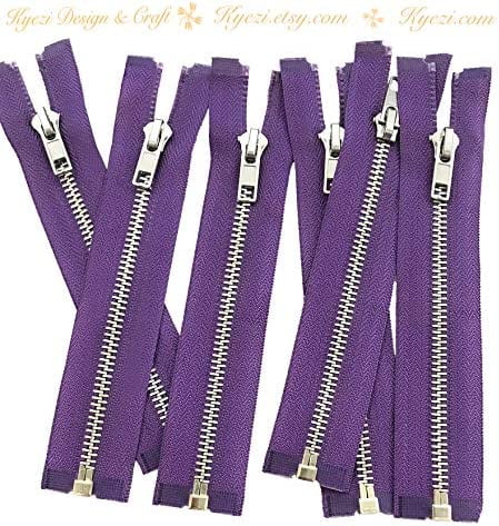3 Inch - 36 Inch Silver Separating Jacket Zippers, 5 Teeth Zippers, Y ...