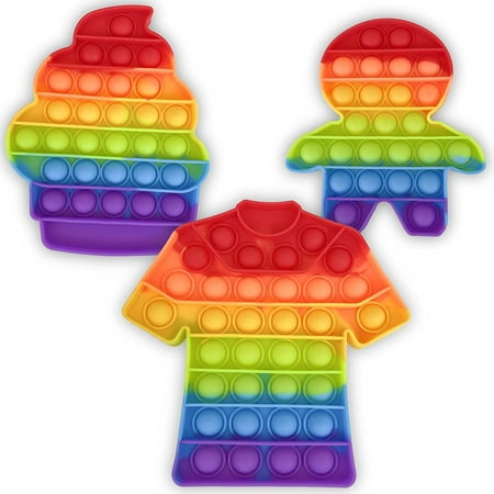 3 Packs Rainbow Pop Its Fidget Toy, Sensory Silicone Push Pop Bubble It ...