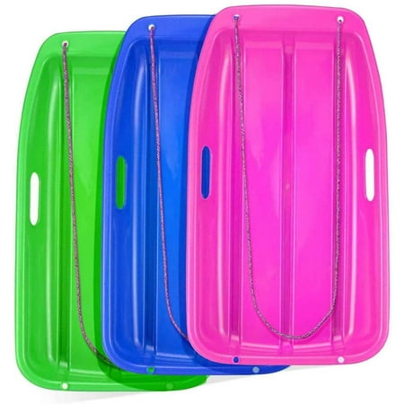 3 Pack Kids Snow Sleds, 25" Winter Outdoor Downhill Toboggan Heavy Duty ...