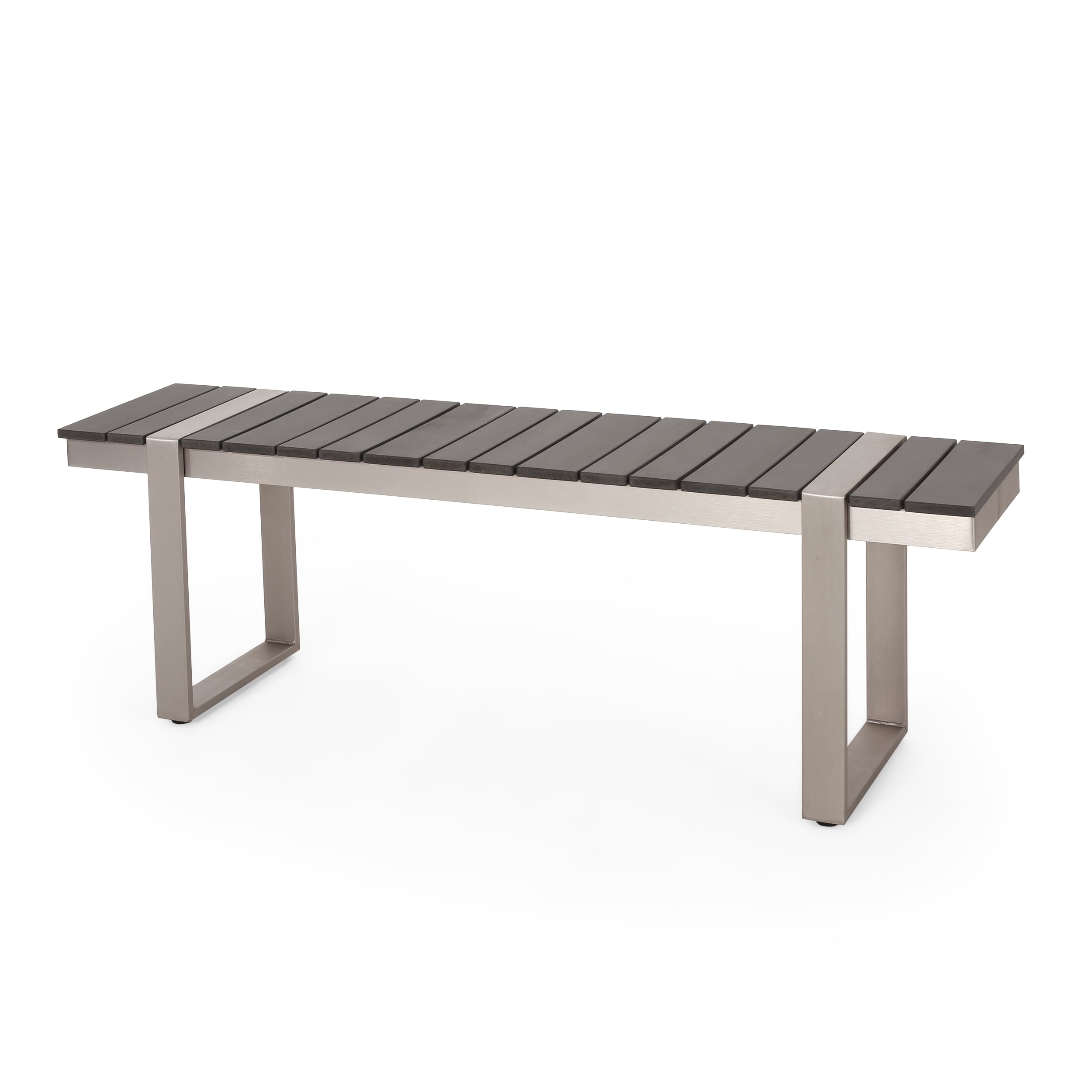 Noble House Chaves Outdoor Aluminum Dining Bench, Gray, Silver ...