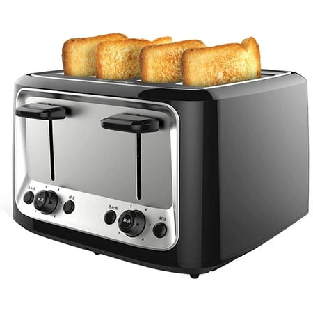 Stainless Steel 4-Slice Toaster, Multi-Purpose Breakfast Machine, Wide ...