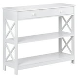 HomGarden Narrow MDF Console Table with Drawer Shelves White, 3-Tier ...