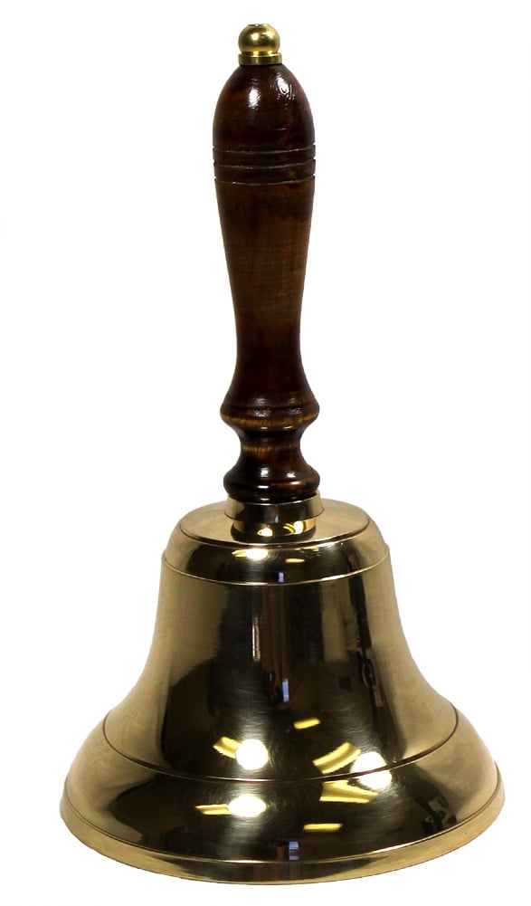 10" HANDHELD BELL - Wood Handle - POLISHED BRASS FINISH - Walmart.com
