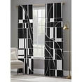 Black Linear Grid Sheer Curtains 84 inches Long, Modern Abstract ...