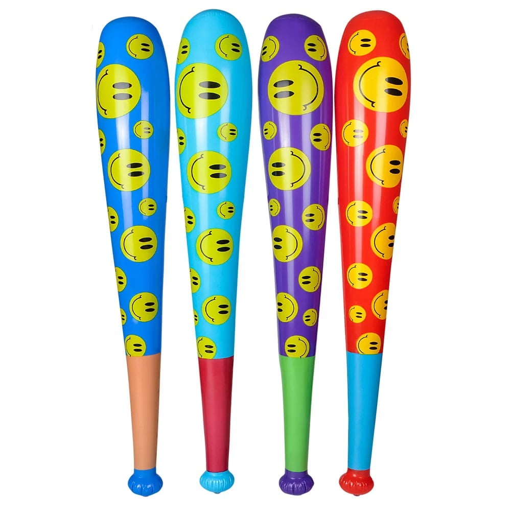 Inflatable Baseball Bats (Smiley Faces) 42-Inch, 4-Pieces for Kids ...