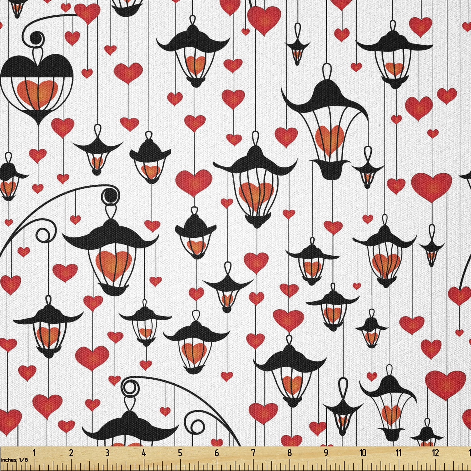 Love Fabric by The Yard, Romance for Valentine's Day Hearts in Lamp ...