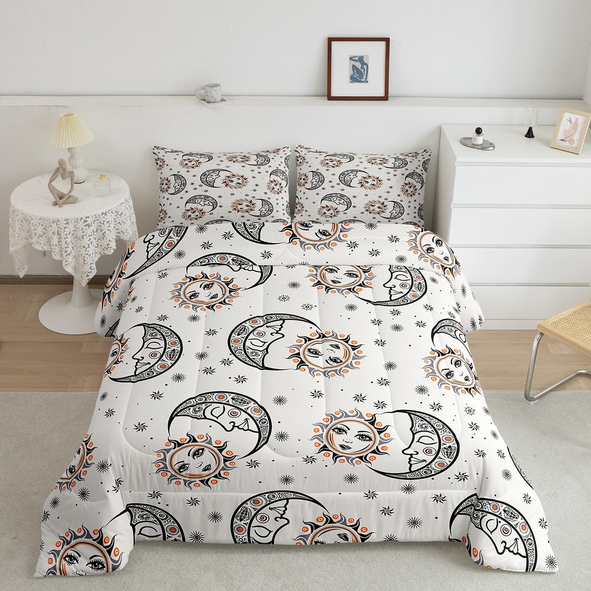 YST Sun And Moon Bedding Set For Kids Boys Girls,Retro Celestial ...