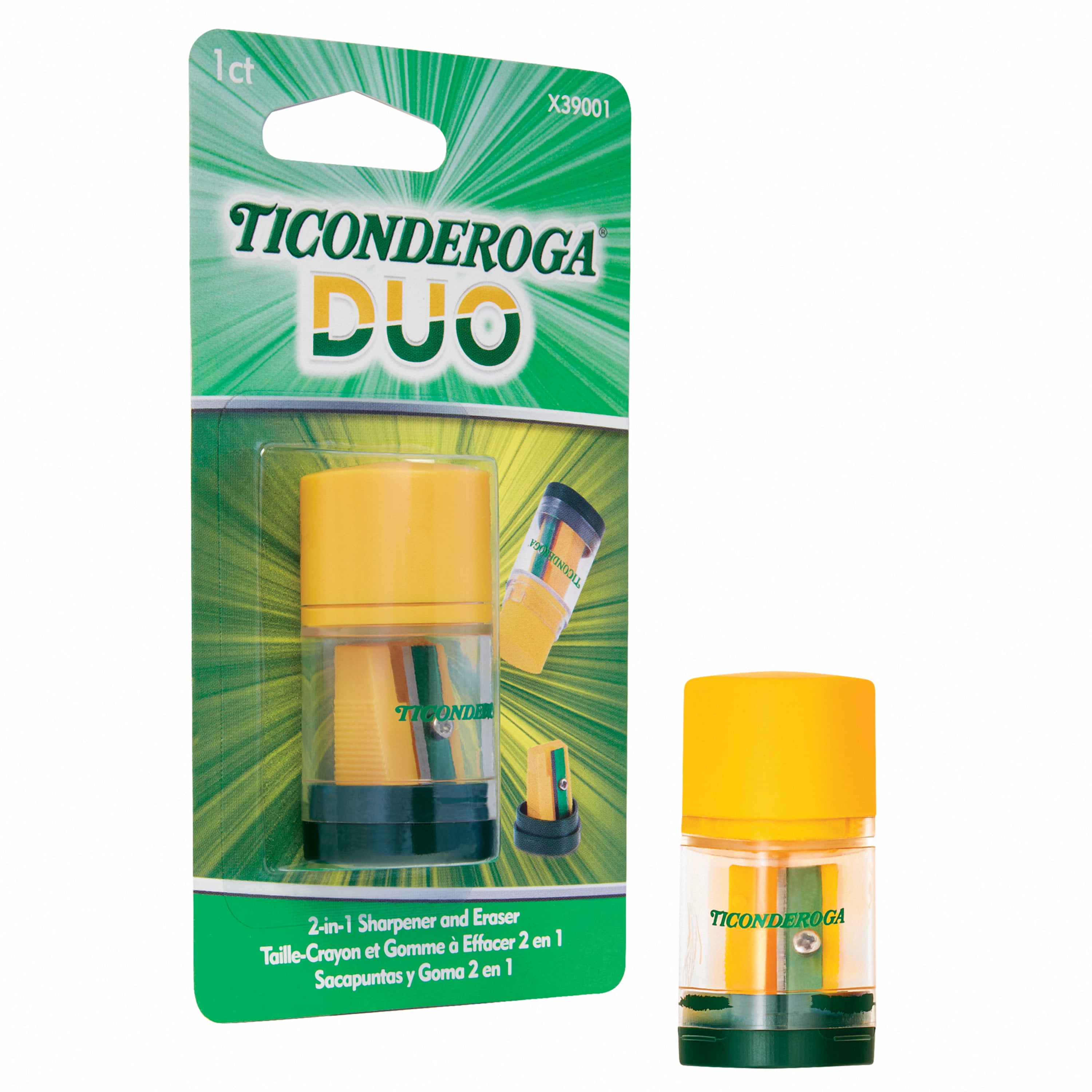 Ticonderoga Duo 2-in-1 Pencil Sharpener and Eraser for Wood Pencils - Walmart.com