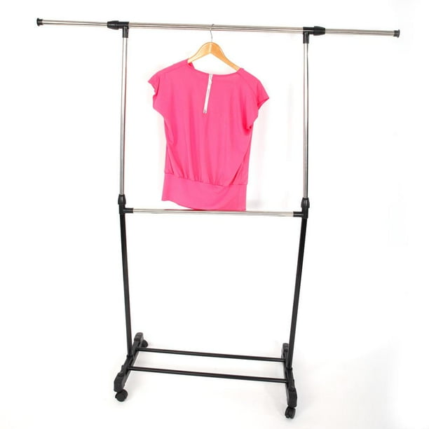 Zimtown Rolling Clothes Rack Single Rail Hanging Garment Bar Drying ...