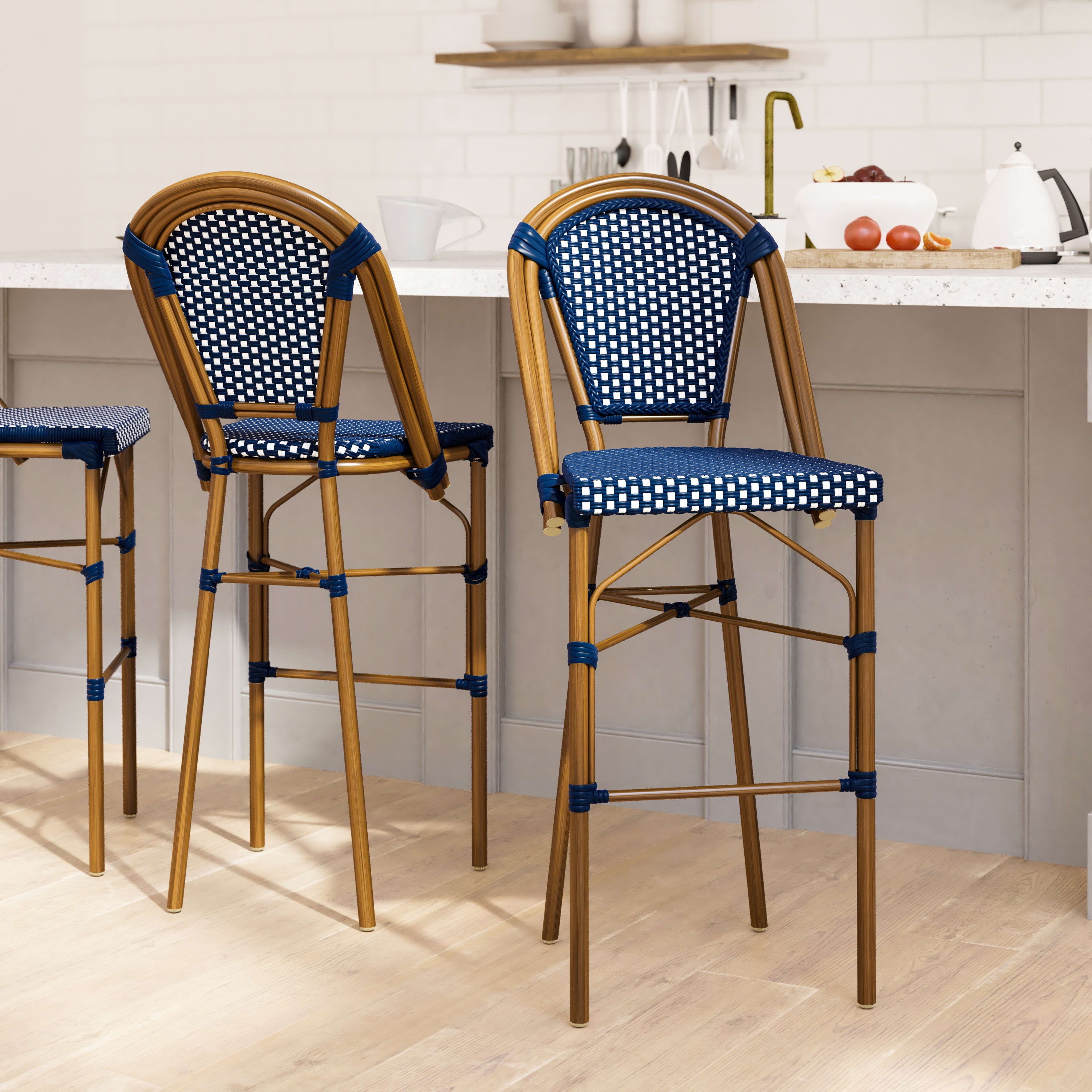 Emma + Oliver Set of Two 30" High Stacking French Bistro Bar Stools ...