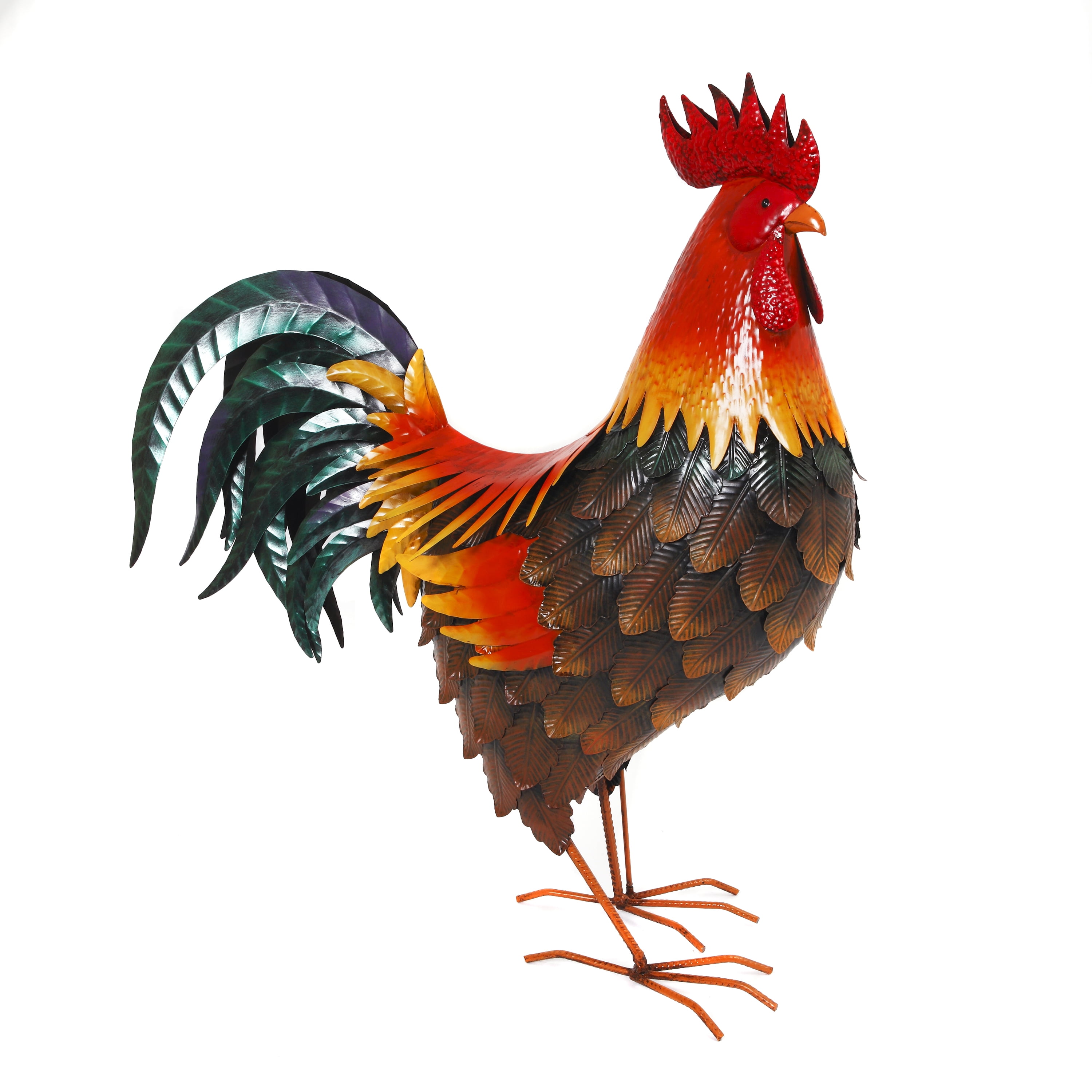 Gerson International 34" Metal Garden Rooster Garden Statue - Walmart.com