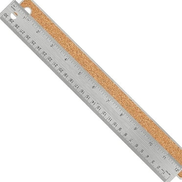 JAM Paper Stainless Steel Ruler, 12-inch, Nonskid Cork Back, Black ...