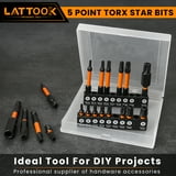 19pcs 5 Point Star Torx Bit Set, Security Tamper Proof Torx Driver Bit ...
