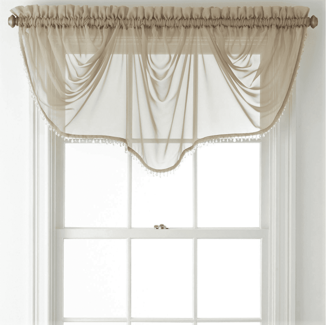 SOPHISTICATED 1PC VALANCE BONITA TAN WINDOW BEADS VALANCE ROD POCKET ...