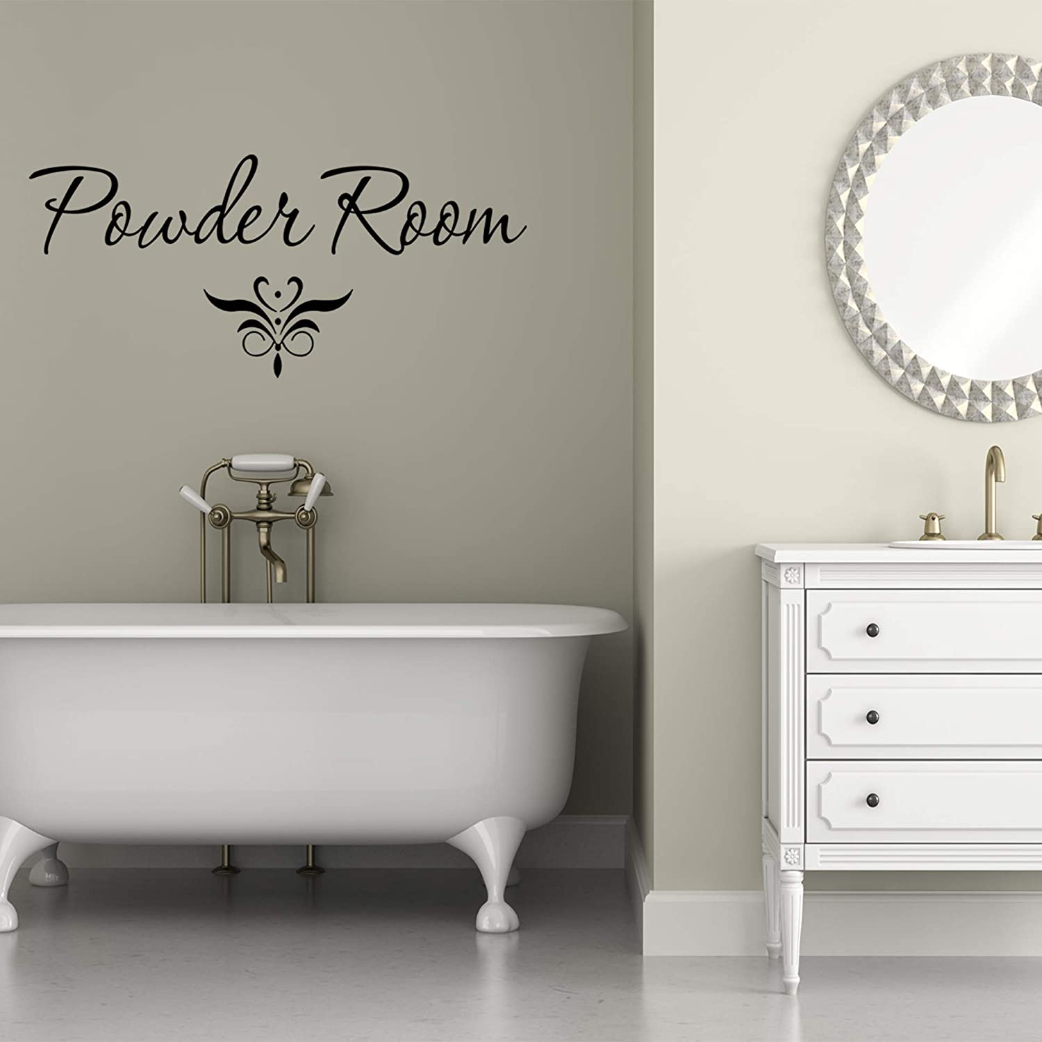 VWAQ Powder Room Vinyl Wall Decal - Bathroom Decor Mirror Quotes ...