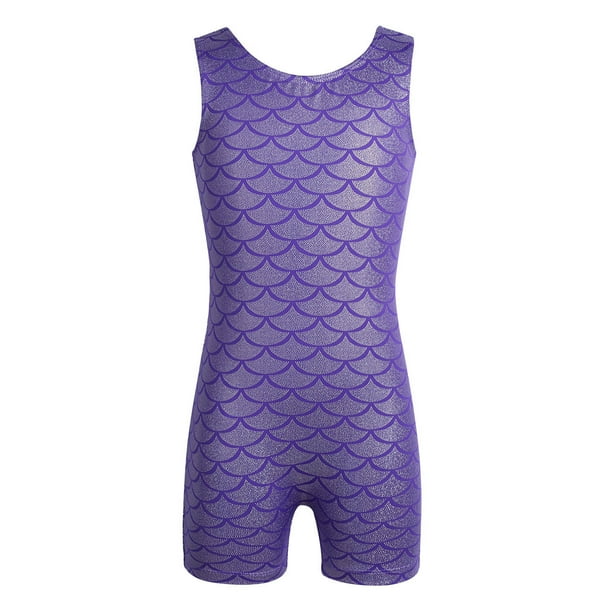DPOIS Kids Girls' One Piece Mermaid Fish Scales Gymnastics Sport ...