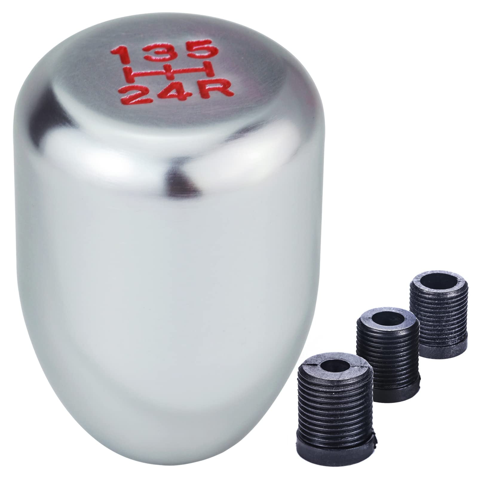 2" 5 Speed Manual Gear Stick Shift Knob Polished Aluminum Shifter Lever ...