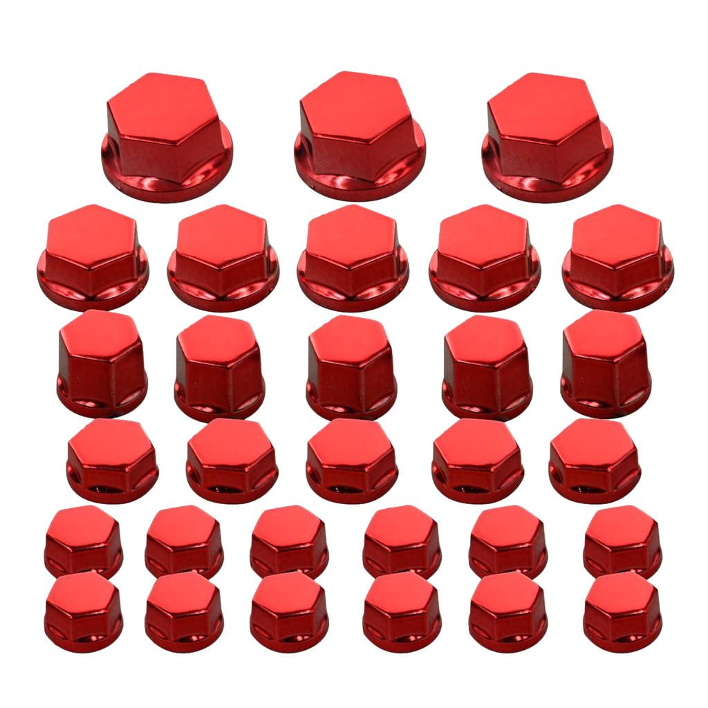 30x Motorcycle Nut Screw Cover Red - Walmart.com