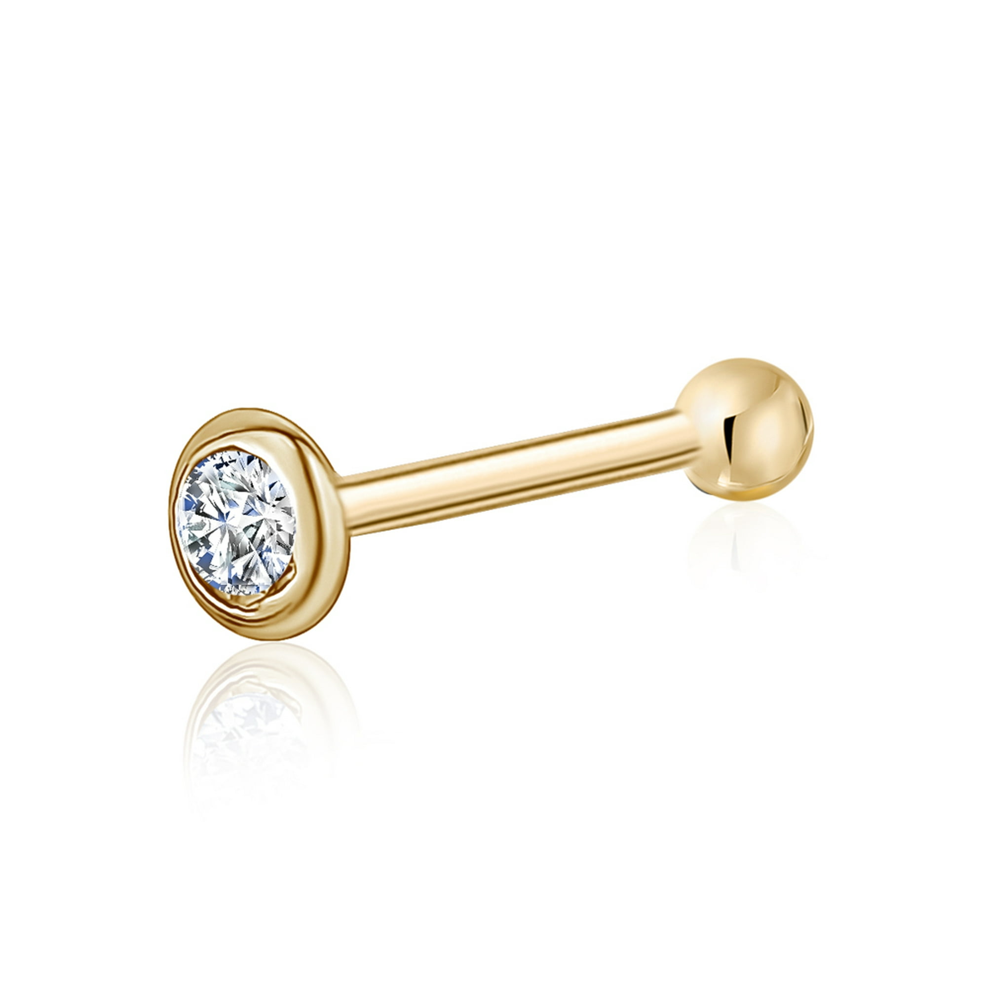 Click here for Massete 14k Gold Nose Ring With Simulated Diamond... prices