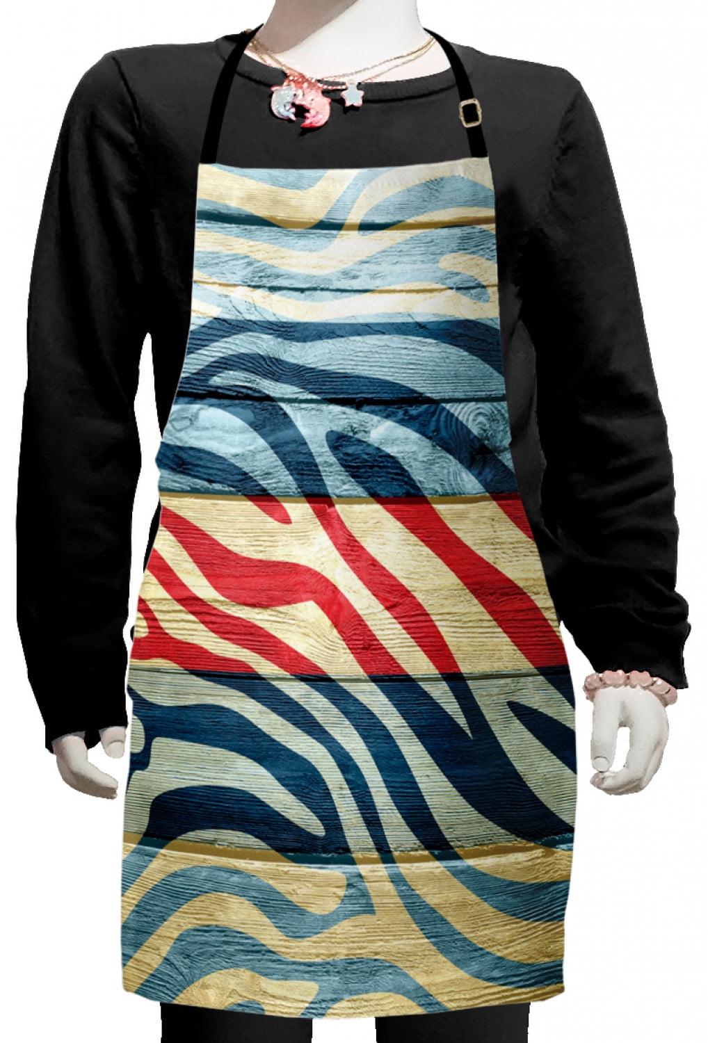 Zebra Print Kids Apron, Art Colored Zebra Print on a Wooden Rustic ...