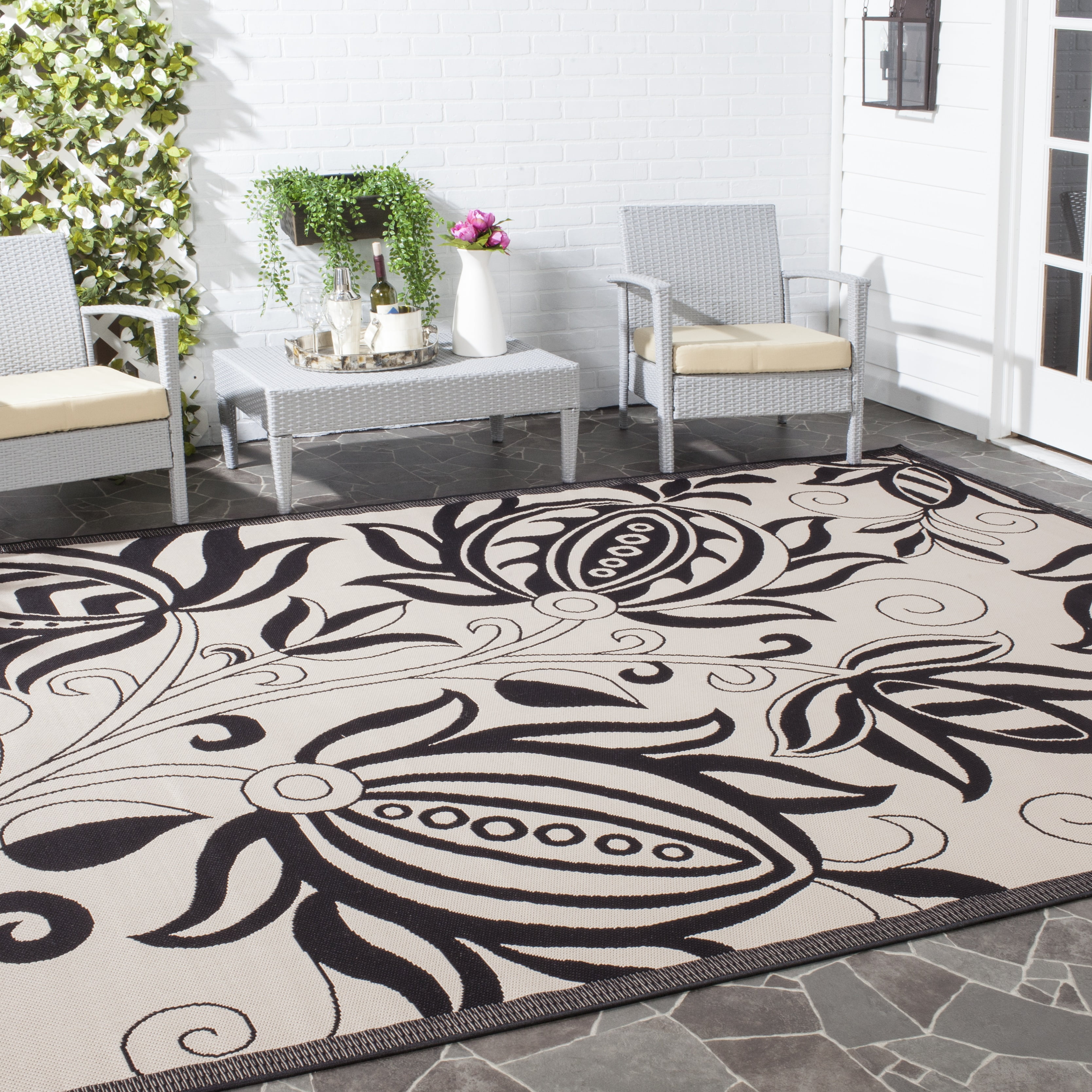 Safavieh Courtyard Crystal Floral Indoor/Outdoor Area Rug or Runner ...