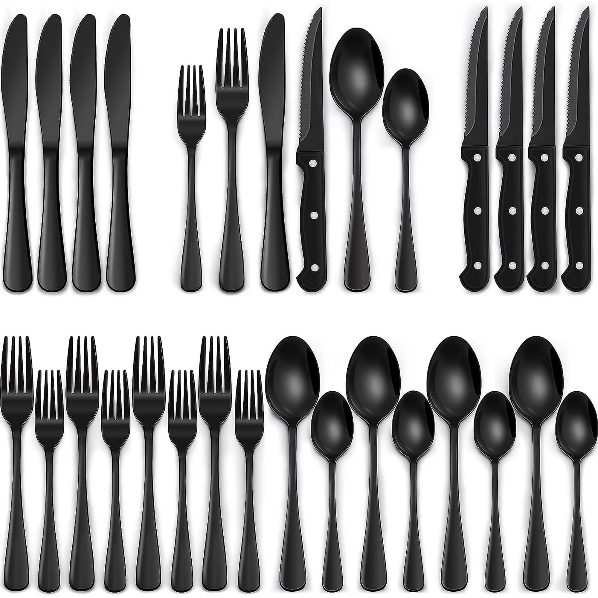 Click here for Salafire 24-Piece Black Silverware Set With Steak... prices