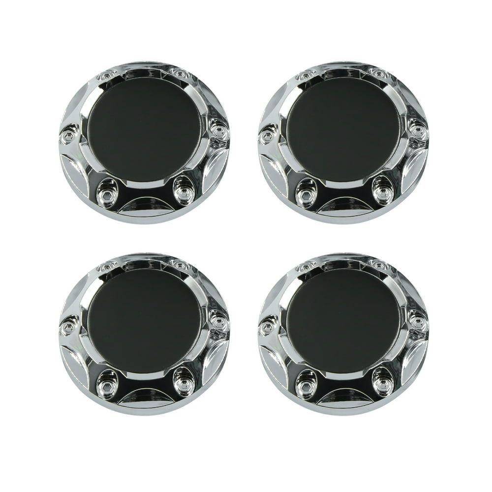 Universal Silver Tone 68mm Car Wheel Rim Center Hub Caps Cover w/ Black ...