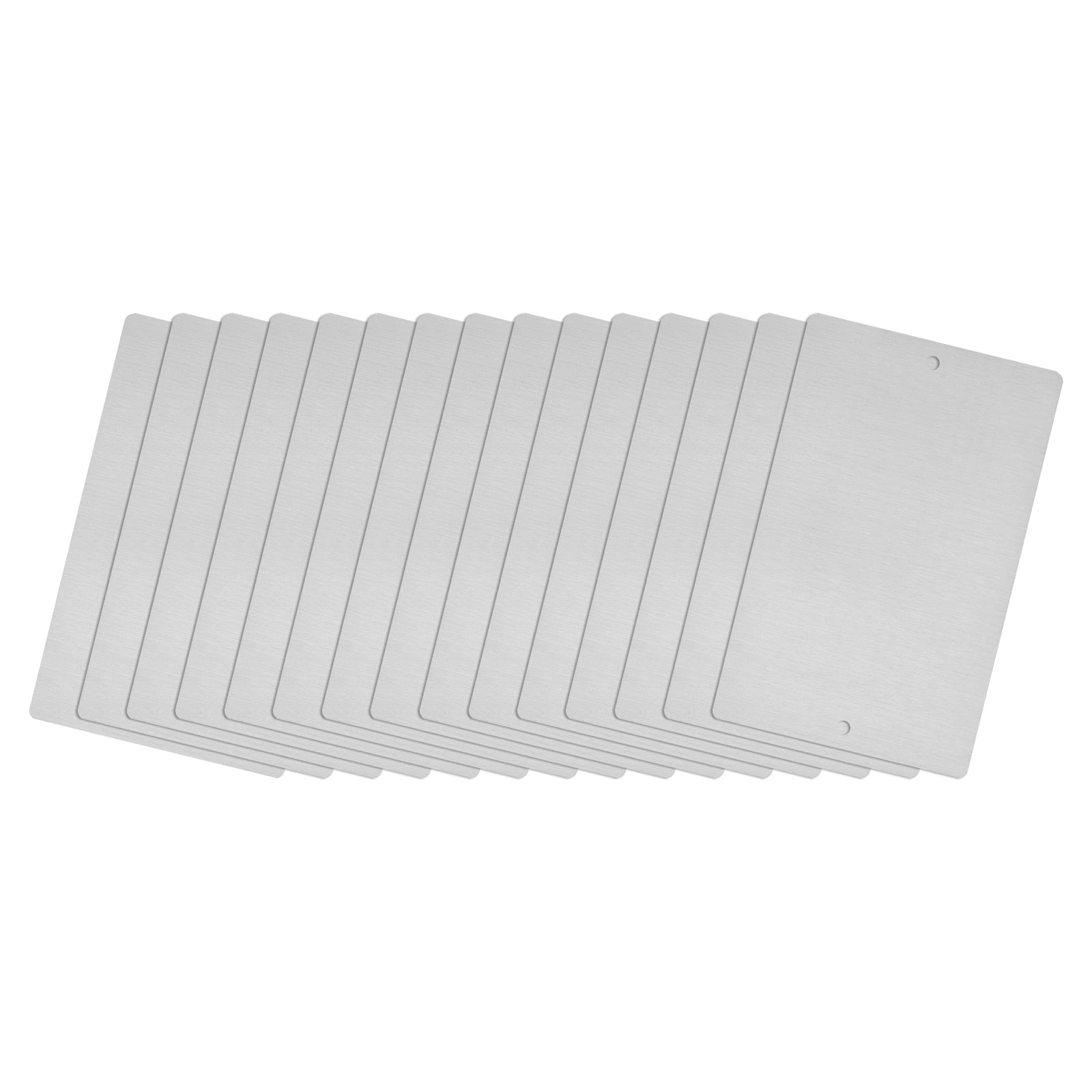 Uxcell 66x45x0.4mm Brushed Stainless Steel Blank Metal Card with Hole ...