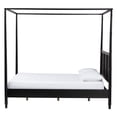 Baxton Studio Marisela Bed with Rattan Headboard Black Wood Frame Queen ...