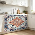 Boho Orange Blue Cabinet Curtain 28"W x 51"L, Ethnic Vintage Geometric ...