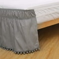 Pom Pom Bed Skirt with Adjustable Elastic Belt, Easy Wrap Around Dust ...