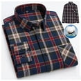 Fjuchai Mens Plaid Shirt Cotton Casual Slim Fit Long Sleeve Button Down