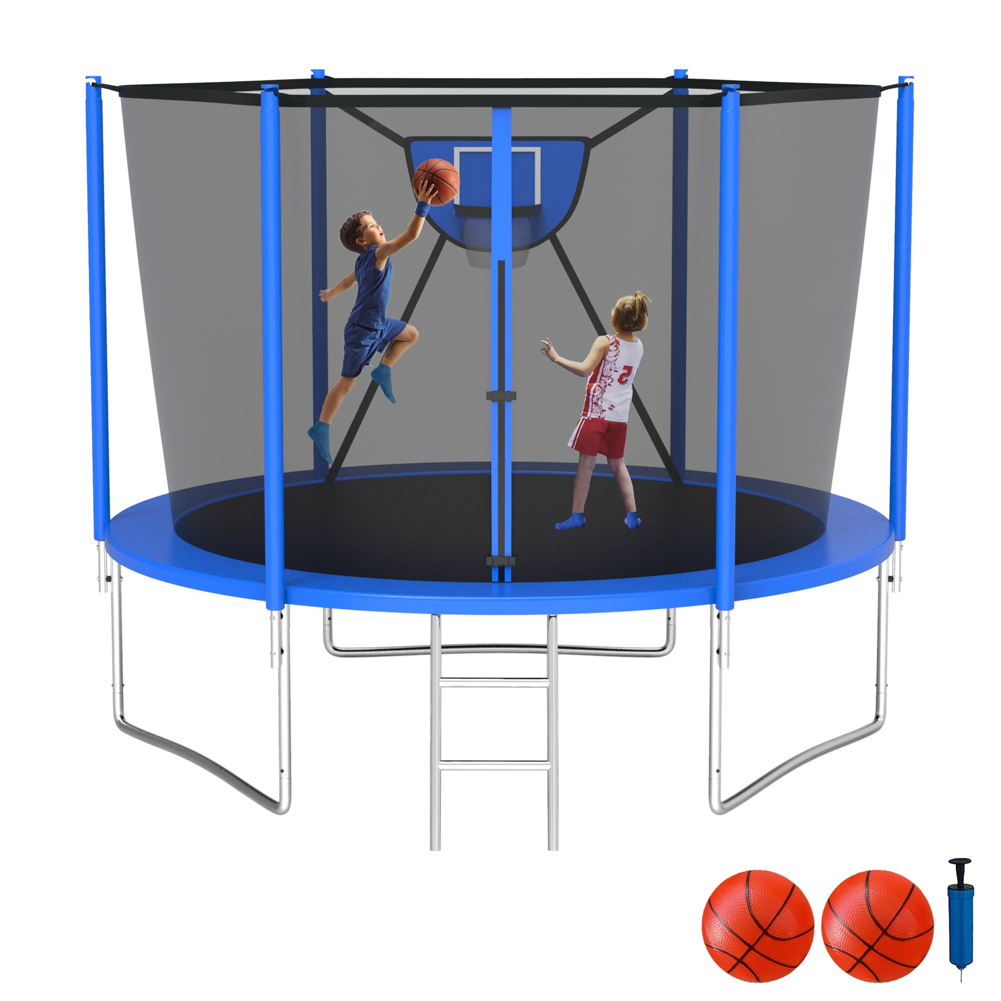 KOFUN Trampoline avec Panier de Basket, 1500lbs 10 Pieds 12 Pieds 14 ...