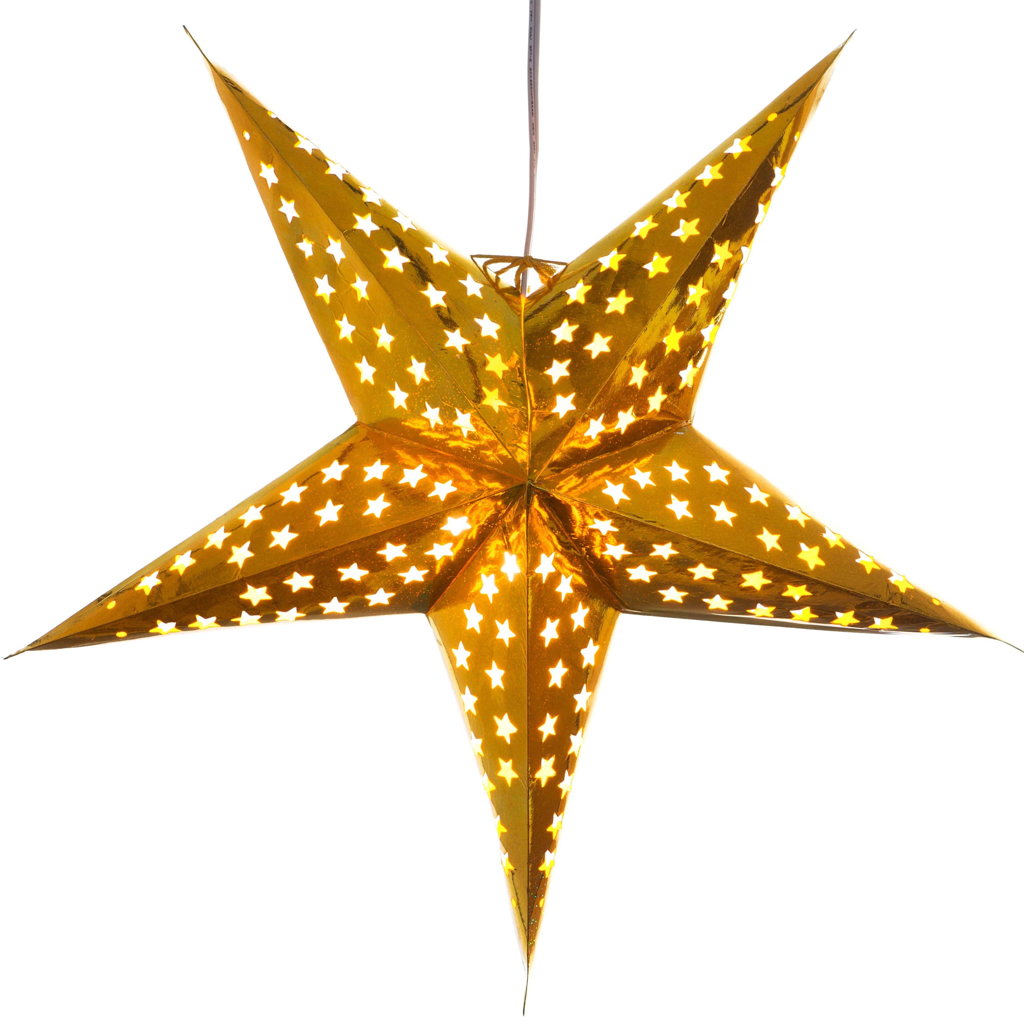 Hologram Gold Paper Star Lantern with 12 Foot Power Cord Included ...