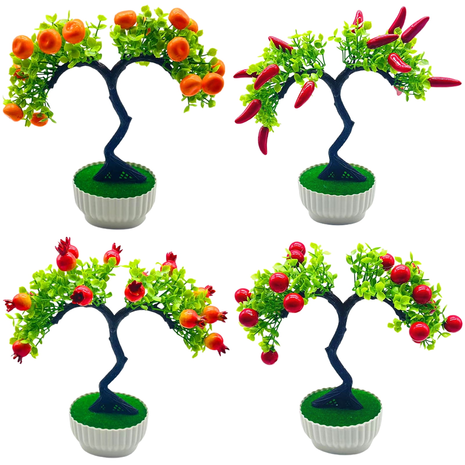 Shenmeida Artificial Fake Fruit Tree, Mini Potted Plants Tree Bonsai ...