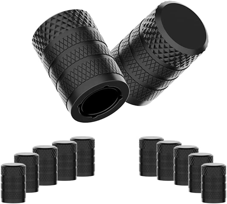 Tire Valve Stem Caps, Black, 10 pcs/Pack, Anodized Aluminum Tire Cap ...