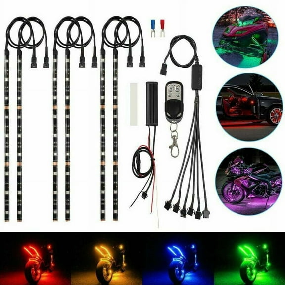 Moclever RGB Motorcycle LED Light Kit, Waterproof Flexible Strips ...