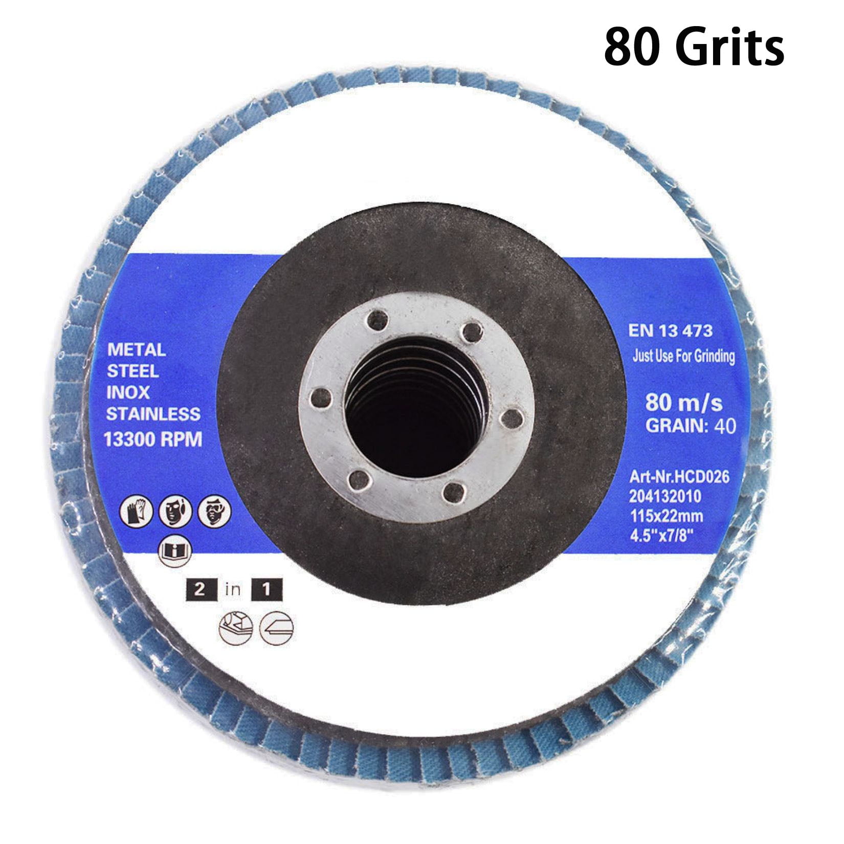 50 Pack Premium Zirconia Flap Discs 4-1/2 X 7/8 inch 60 / 80 Grits ...
