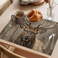 Brown Elk Cotton Linen Placemats Set of 12, Rustic Farmhouse Animals ...