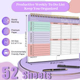 Weekly Planner Pad - 8.5" x 11" Weekly To Do List, 52 Sheets Undated ...