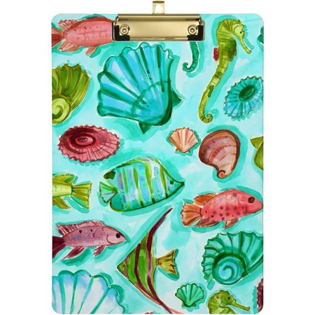 POGLIP Tropical Fish Seahorse Shell Clipboard Hardboard Wood Nursing ...