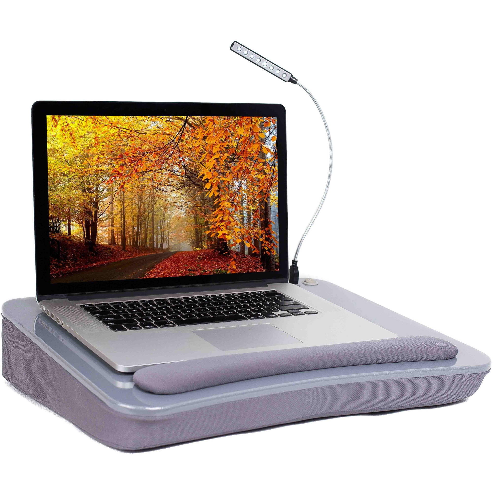 Sofia+Sam Memory Foam Lap Desk with USB Light and Wrist Rest, Silver ...