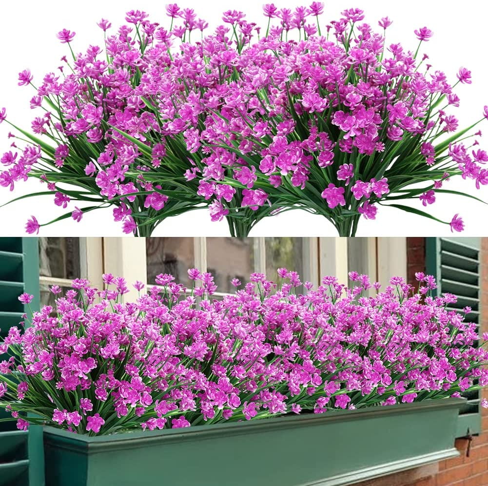 Zukuco Artificial Outdoor Flowers, Fake UV Resistant Foliage Greenery ...