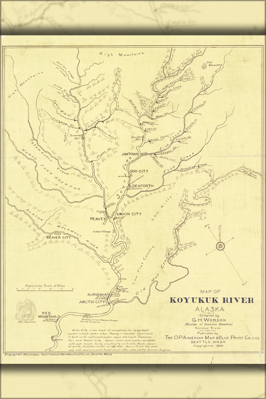 24"x36" Gallery Poster, Map of Koyukuk River, Alaska 1899 - Walmart.com