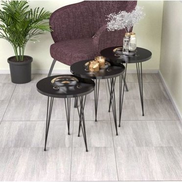 Round Wooden Side Tables, Portable Coffee Tables, End Tables for Living ...