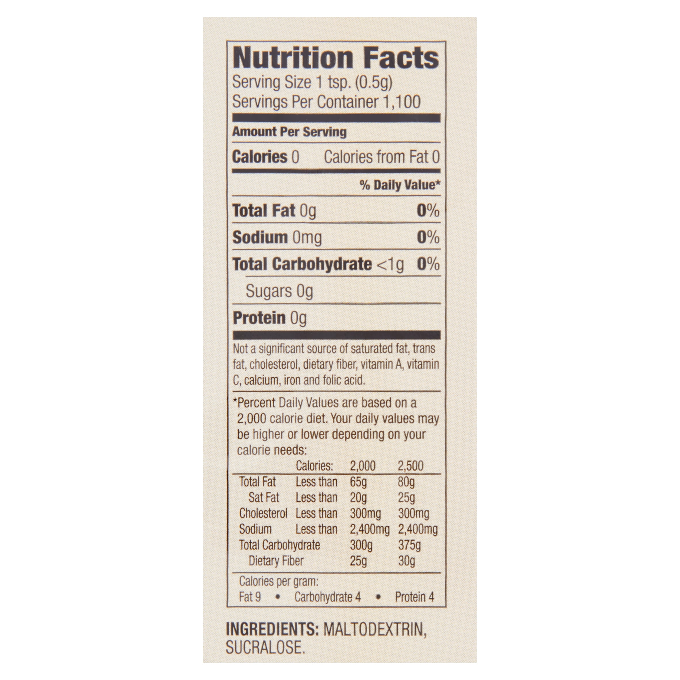 Splenda Nutrition Facts Label | Besto Blog