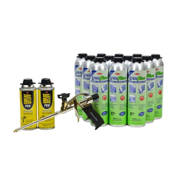 ENERFOAM Adhesive PRO Foam Sealant, 12 pcs, Cleaner, & Foam Gun ...
