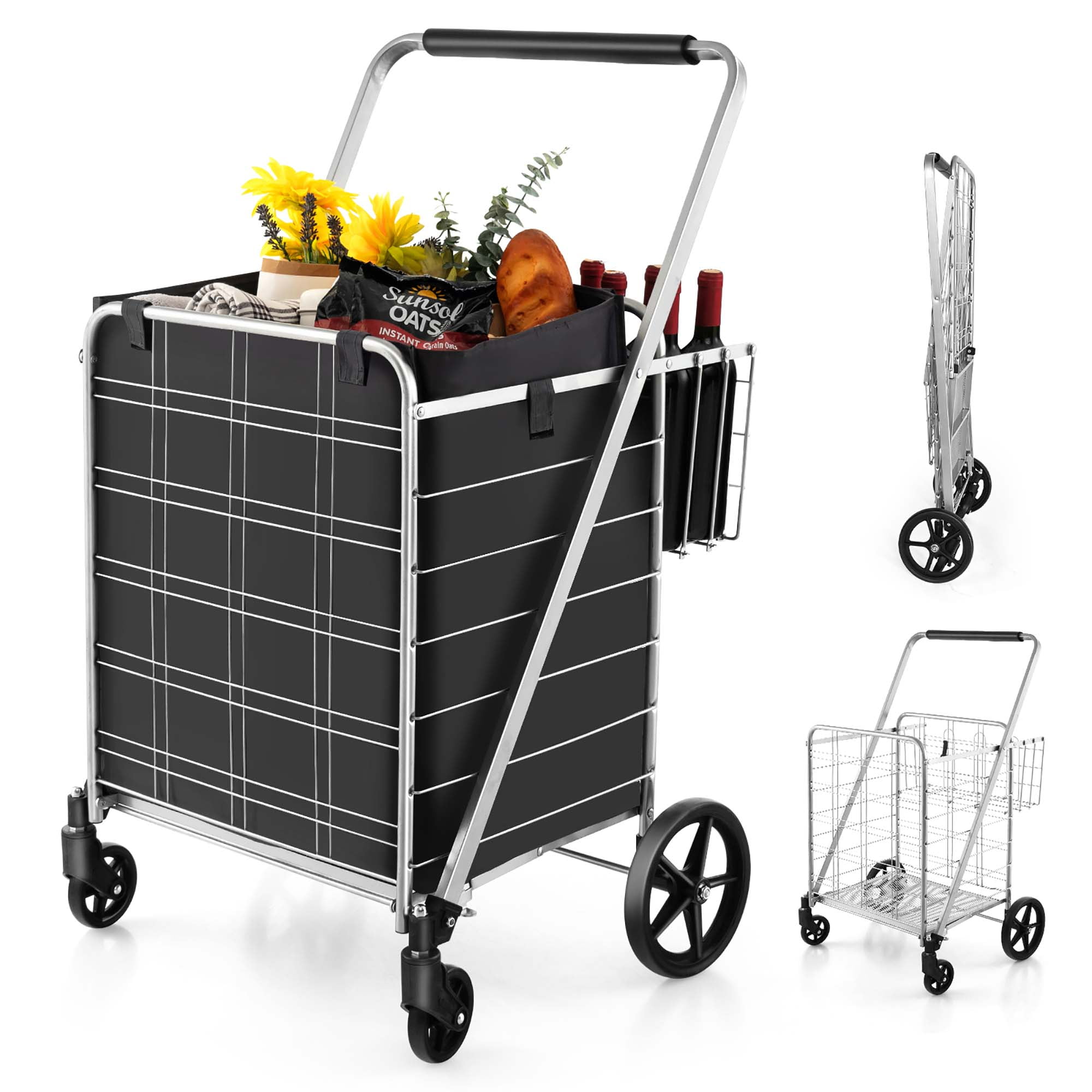 Click here for Gymax Folding Shopping Cart Jumbo Upgraded Utility... prices